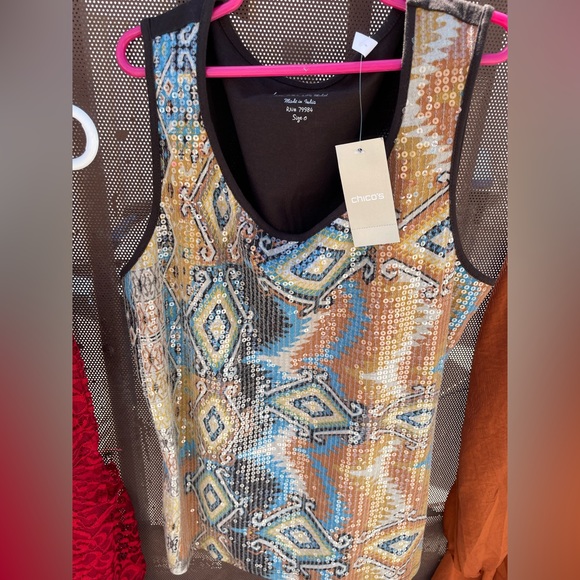 Chico's | Tops | Chicos Cocoa Bean Sequin Tank Top | Poshmark